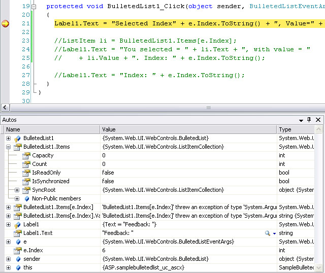 How to get selected item value in BulletedList inside a UserControl? How to get selected item value in BulletedList inside a UserControl?
